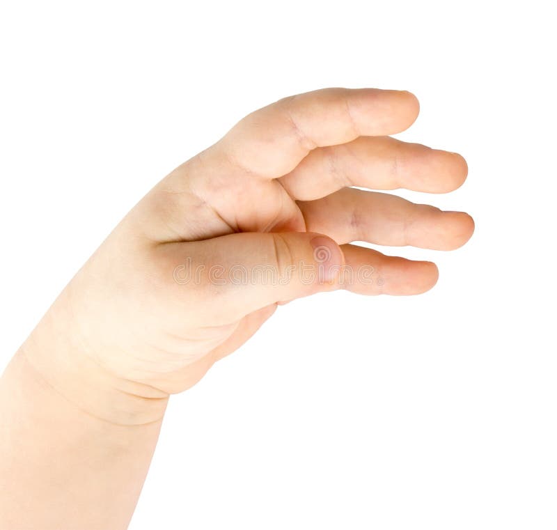 Kid Hand Making Grab Some Items Isolated on White Stock Image - Image ...