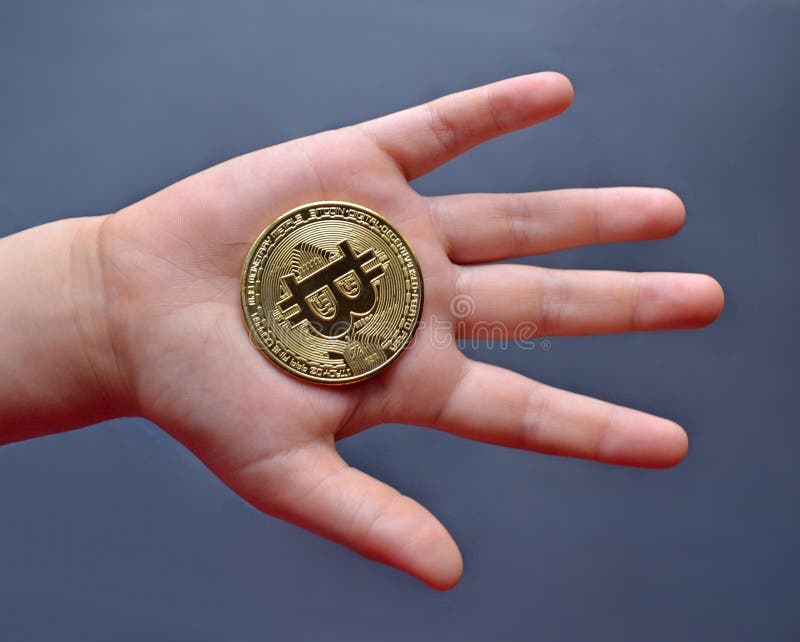 Kid Hand Hold a Bitcoin Cryptocurrency Stock Image - Image of ebusiness ...