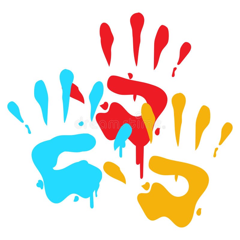 Kid Hand Paint Prints Playful Autism Creativity Vector Art Stock Vector ...