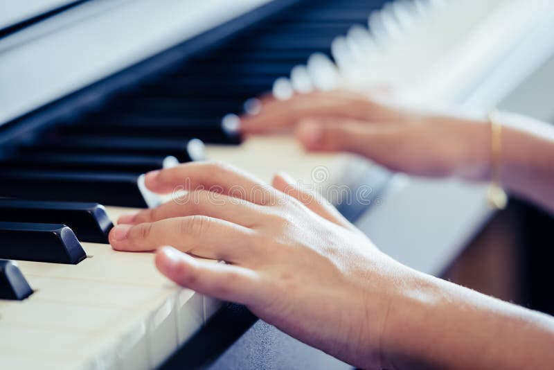 Kid Hand Playing Music Keyboard for Music Stock Image - Image of ...
