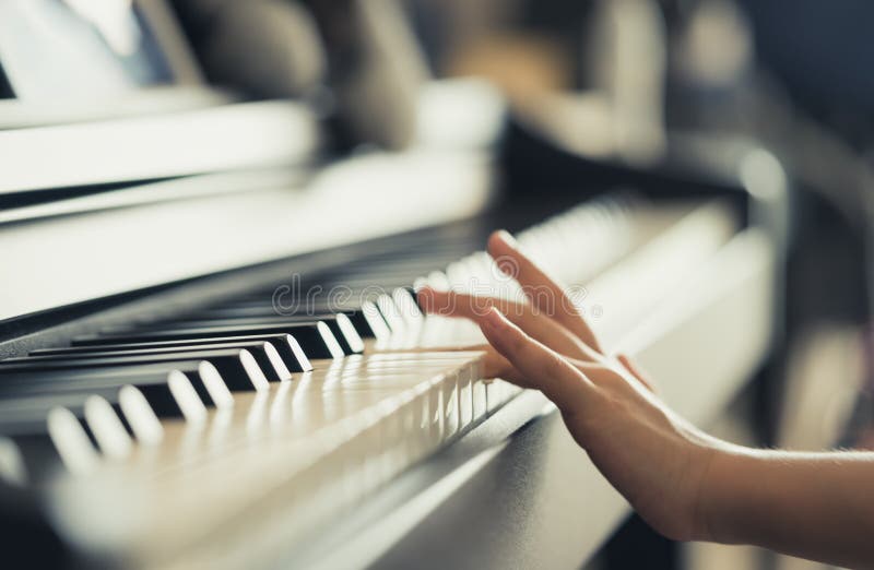 Kid Hand Playing Keyboard for Music Concept Stock Photo - Image of ...