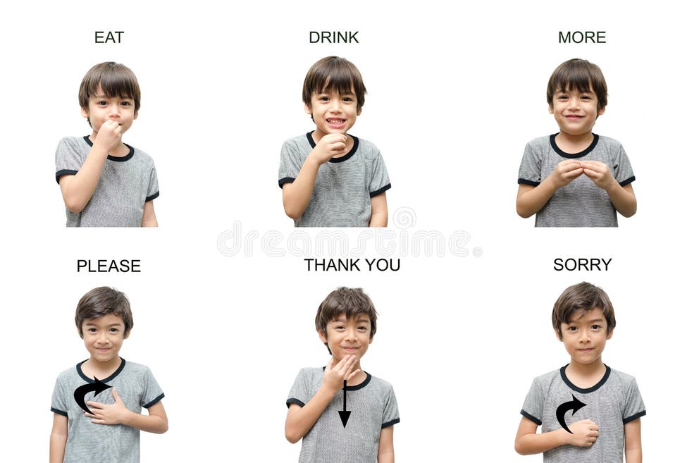 Kid Hand Sign Language Education on White Background Stock Photo ...