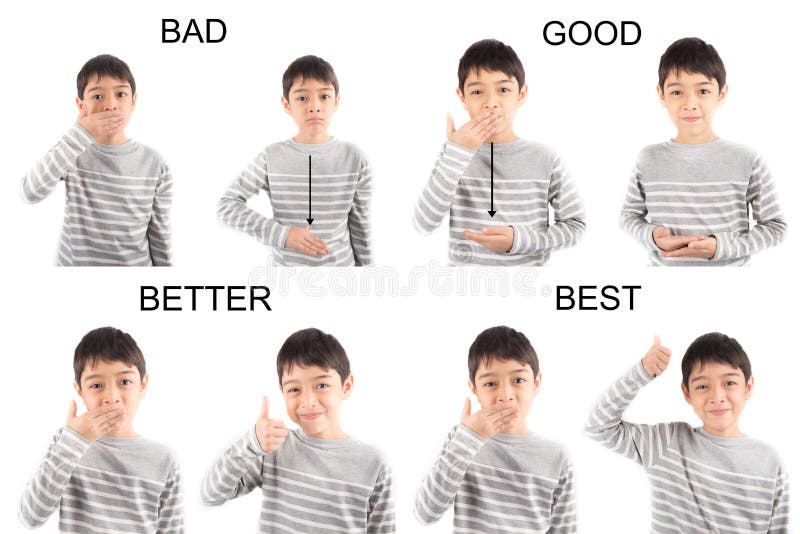 Kid Hand Sign Language Education on White Background Stock Photo ...