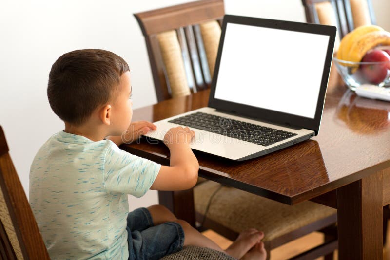 A Kid and His Laptop on the Adventure Stock Photo - Image of game ...