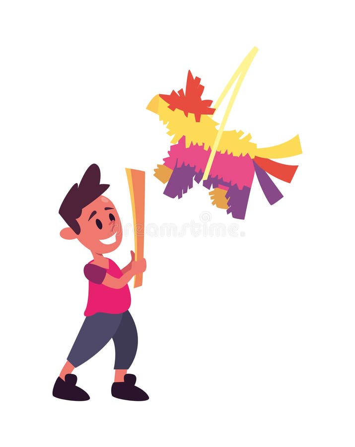 Kid Hitting Pinata Birthday Party Stock Vector - Illustration of ...
