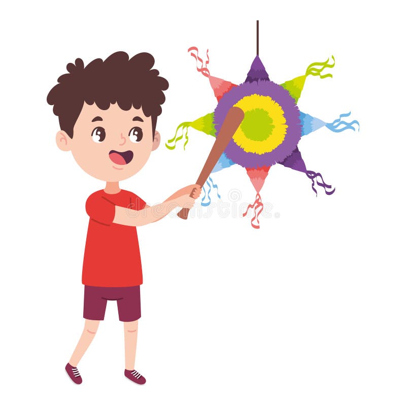 Kid hitting pinata party stock illustration. Illustration of festive ...