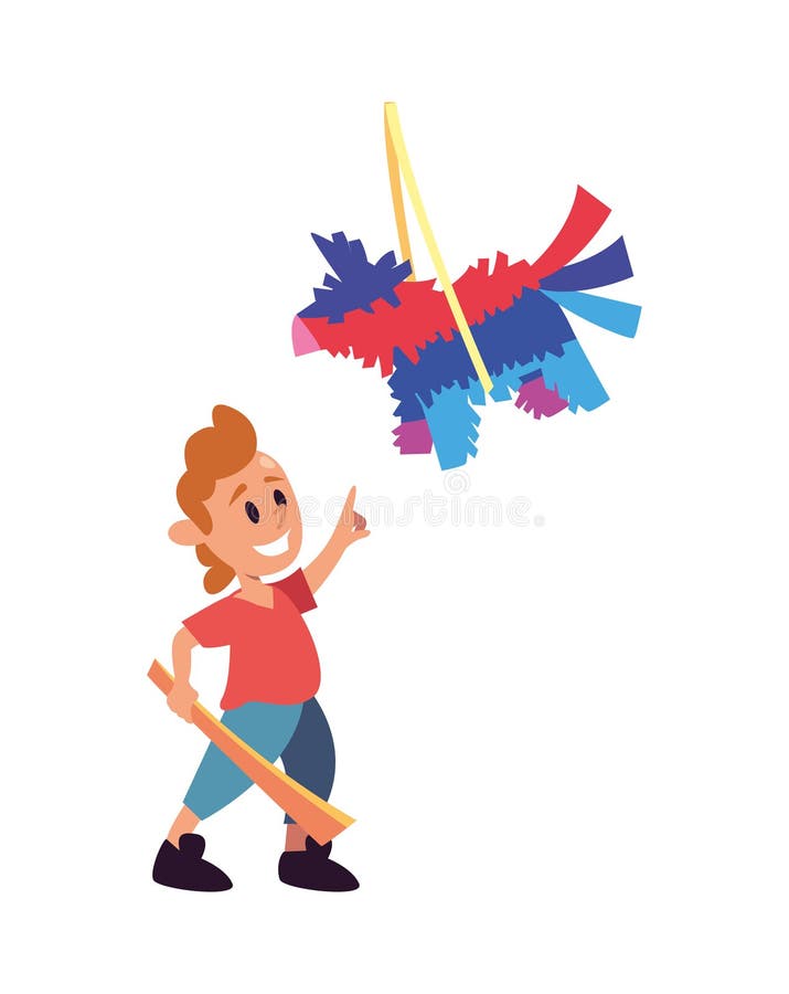 Kid hitting pinata party stock vector. Illustration of happy - 360514194