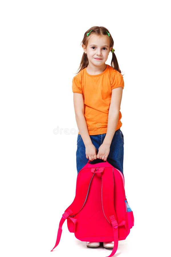 Girl with backpack stock image. Image of education, junior - 21916155