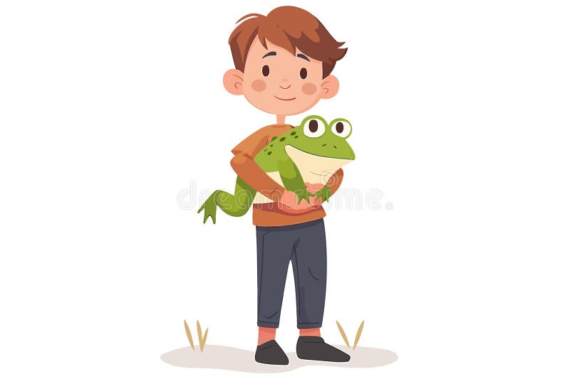 Kid Holding Frog Isolated Illustration Stock Vector - Illustration of ...