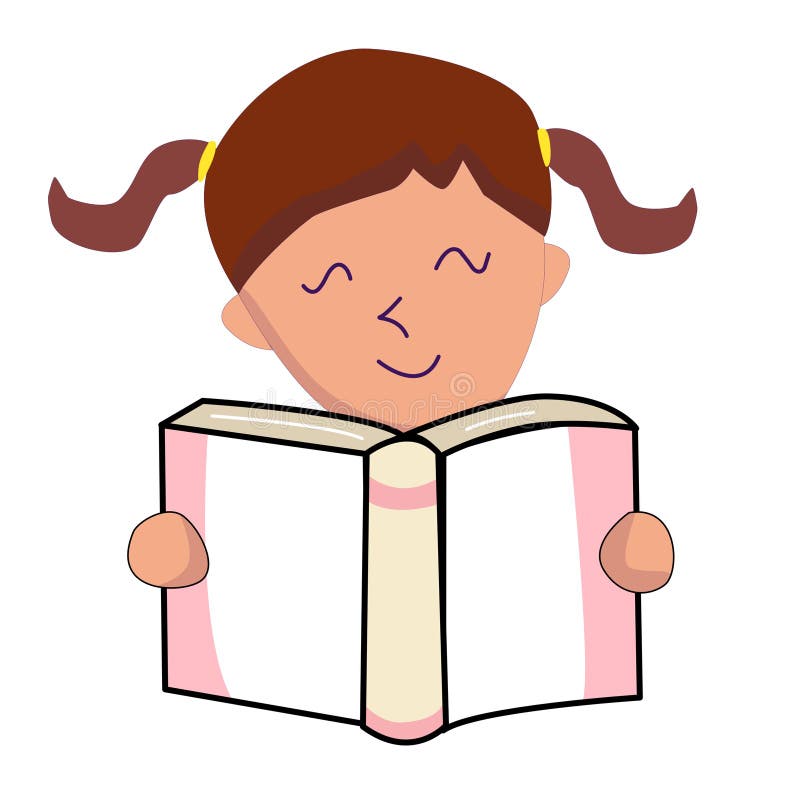 Kid Holding Open Books and Reading. Stock Illustration - Illustration ...