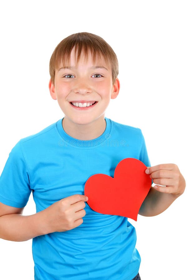 Kid holds Red Heart Shape stock image. Image of merry - 44063867