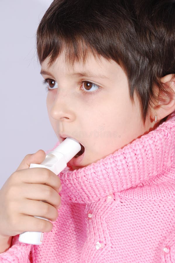 Kid with inhaler stock image. Image of inhaling, asthmatic - 3769815