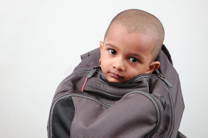 A kid inside a bag stock image. Image of summer, limited - 23589127