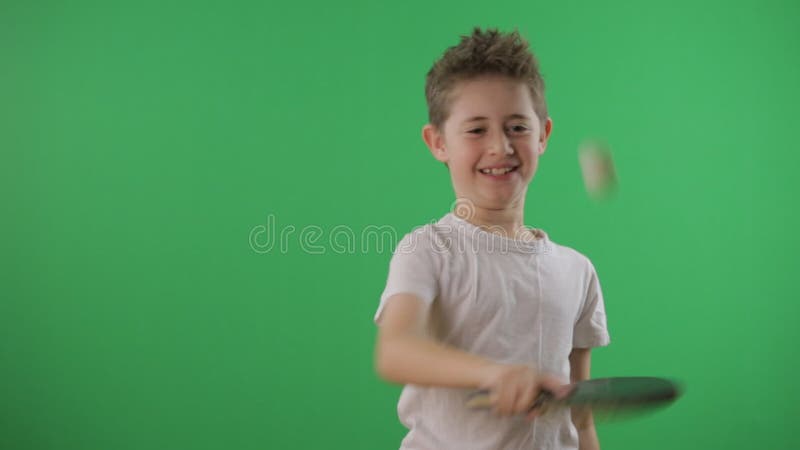 Kid Juggles the Ping Pong Ball. Green Screen Stock Video - Video of ...