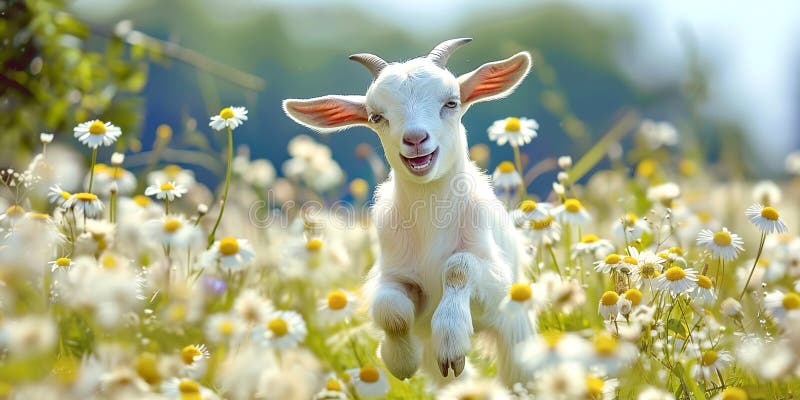 A Kid Lamb Running Across a Field Stock Image - Image of lamb, rural ...