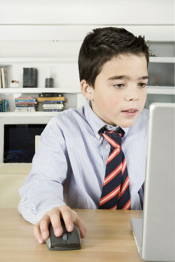 Kid on laptop at home stock image. Image of laptop, indoors - 28832579