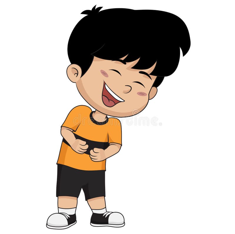 Kids Laughing Cartoon Cartoon Kid Laughing Out Loud While Holding His