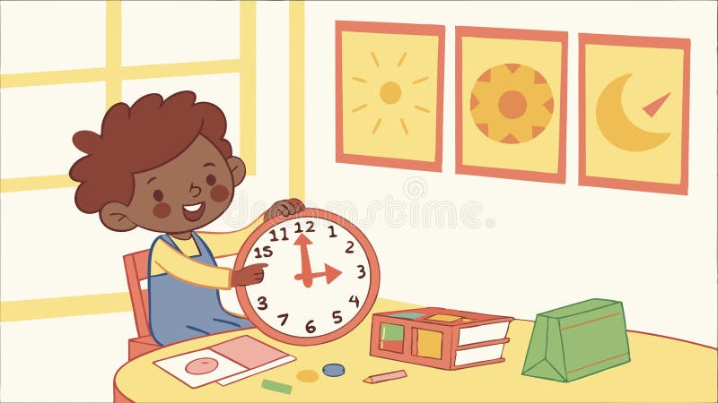 Kid Learning Clock Time, Classroom Education, Time Telling Skill, daily ...