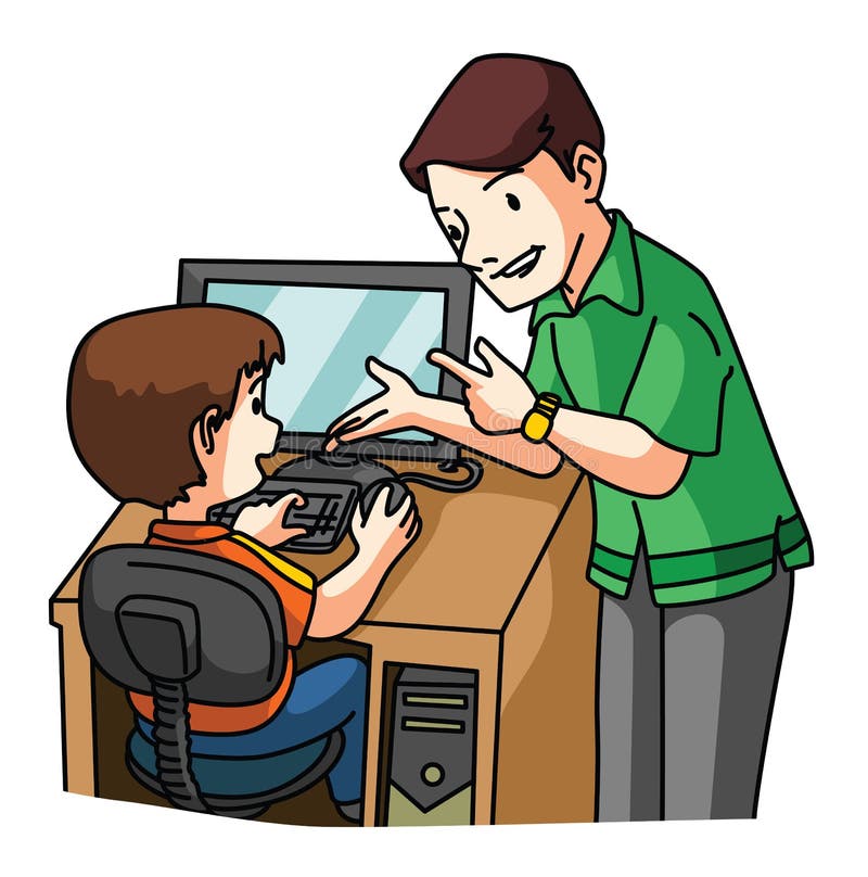 Kid learning Computer stock vector. Illustration of young - 47879212
