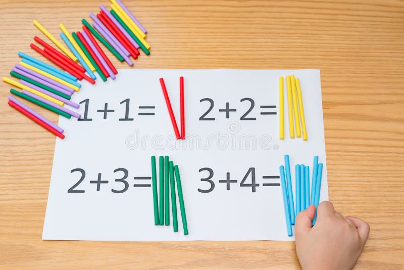 Kid Learning Simple Addition Stock Image - Image of learning, concept ...