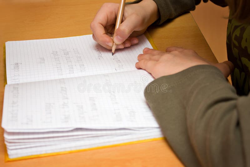 Kid Learning, Writing School Homework Stock Photo - Image of teacher ...