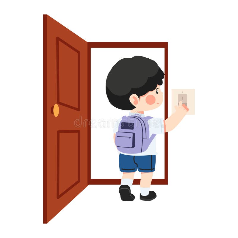 Kid Boy Turning Off Light Using Switch Stock Vector - Illustration of ...