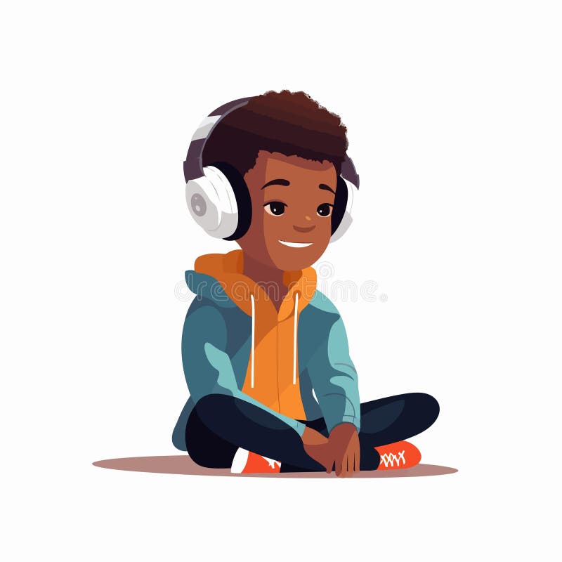 Kid Listening Music Vector Flat Minimalistic Isolated Illustration ...