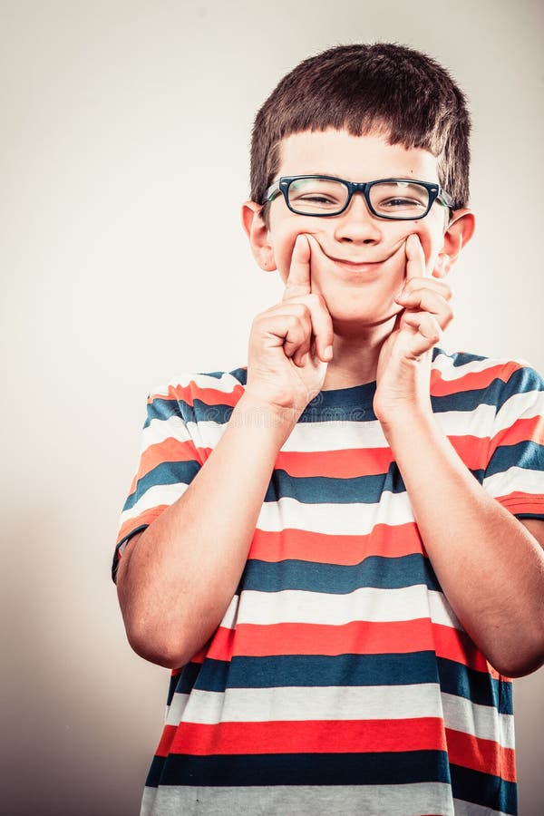 Kid Little Boy Making Silly Face Expression. Stock Photo - Image of ...
