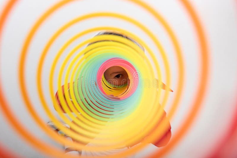 Kid Looking and Camera through Rainbow Editorial Photo - Image of blue ...