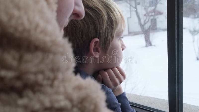 Kid Looking through Window. Stock Video - Video of house, morning ...