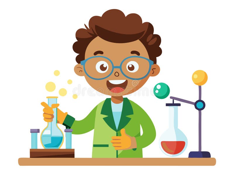 Kid Makes Science Experiment Stock Image - Illustration of experiment ...