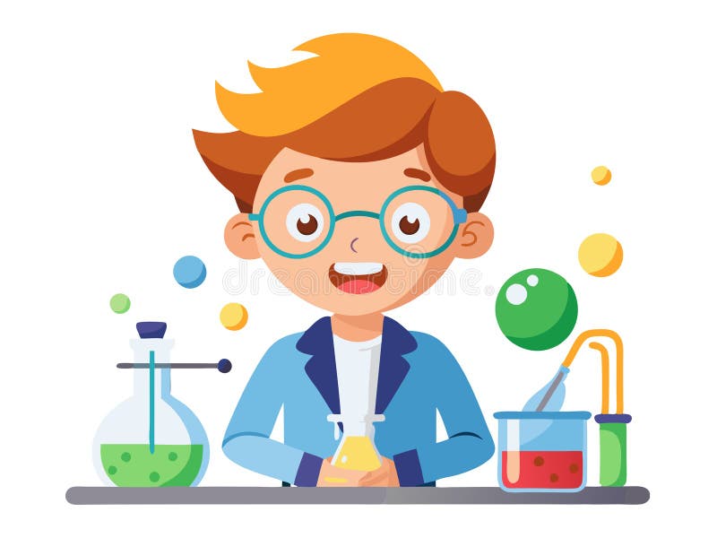 Kid Makes Science Experiment Stock Illustrations – 12 Kid Makes Science ...
