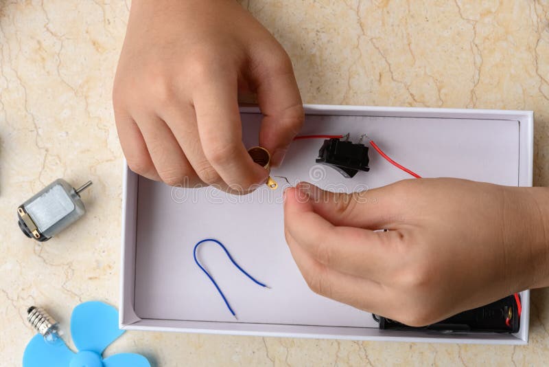 Kid Making Electric Circuit Stock Image - Image of current, equipment ...