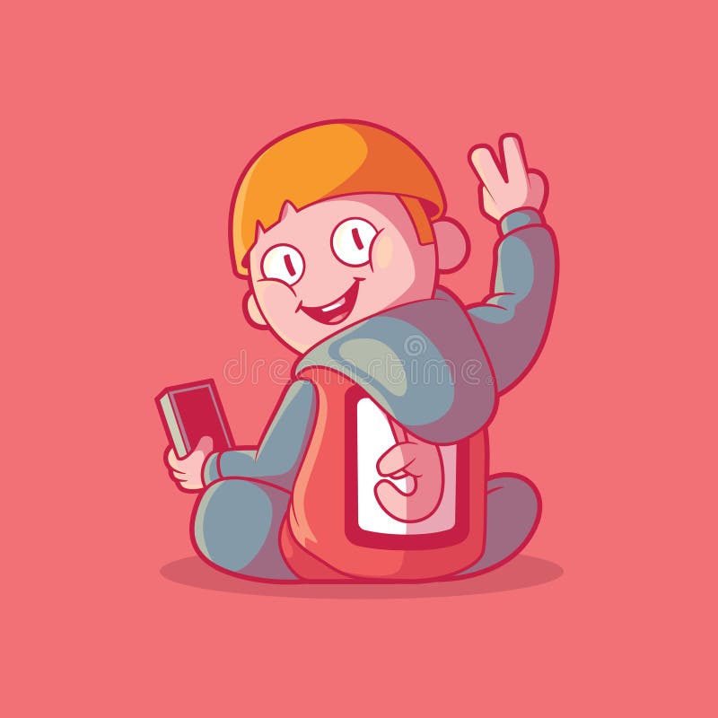 Kid Making the Peace Sign Vector Illustration. Stock Vector ...
