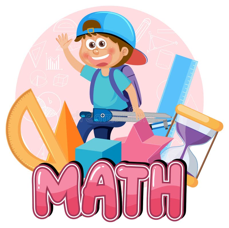 Kid with Math Element Banner Stock Illustration - Illustration of ...