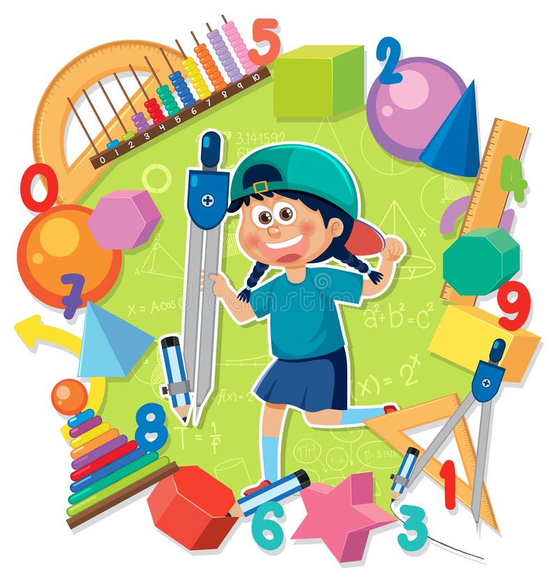 Kid with Math Element Banner Stock Vector - Illustration of banner ...