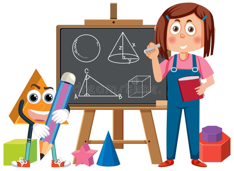 Kid with Math Equation on Blackboard Stock Vector - Illustration of ...