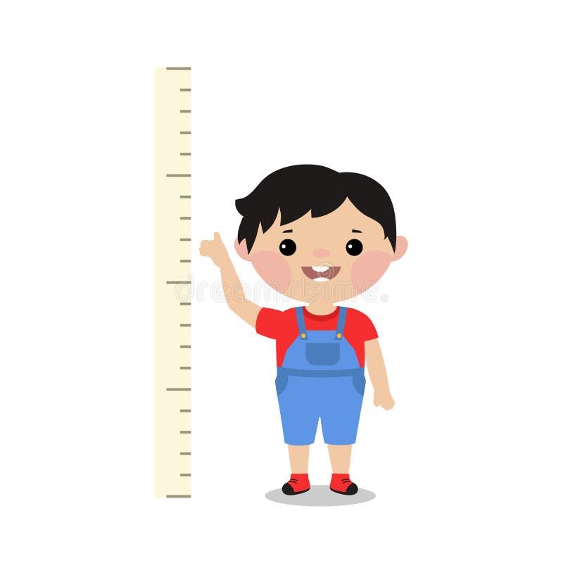 Kid measures the growth. stock vector. Illustration of measurement ...