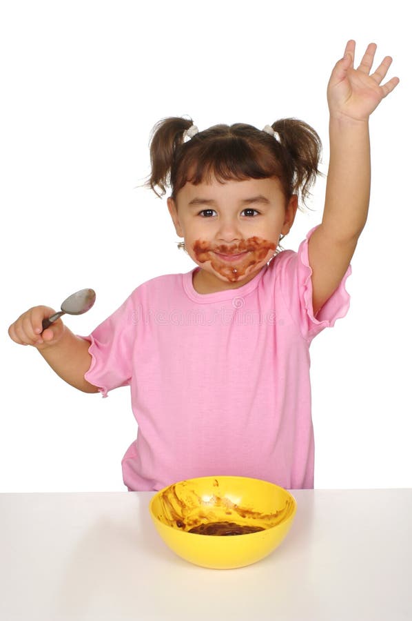 Kid with Messy Face, Hand Raised Stock Photo - Image of chocolate ...