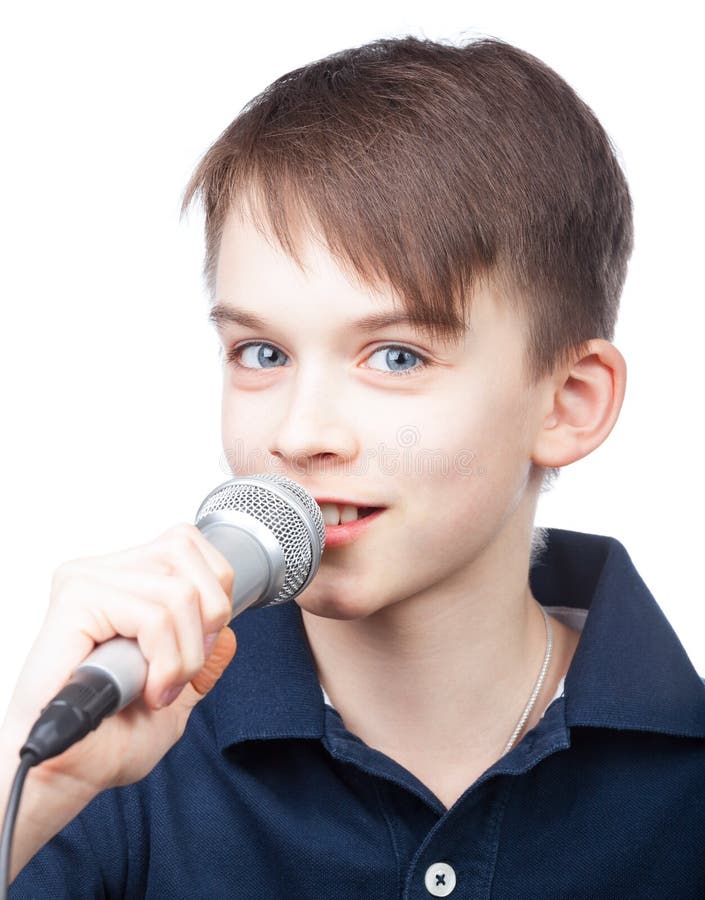 Kid with mic stock image. Image of real, casual, audio - 50383017