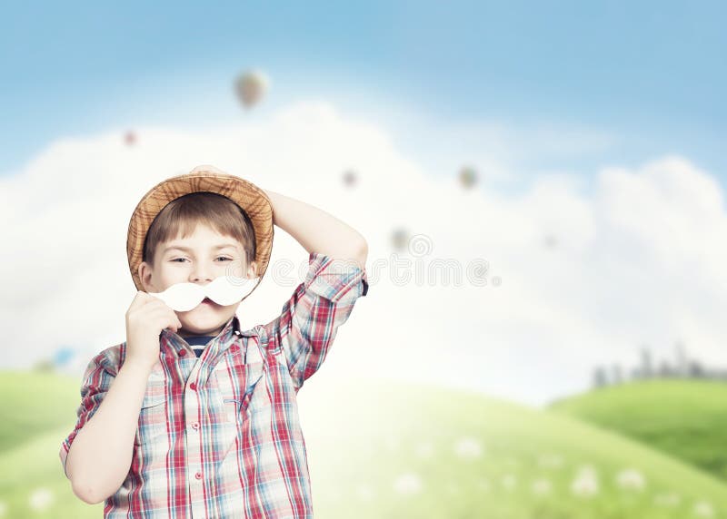 Kid with mustache stock image. Image of celebrating, camera - 50538653
