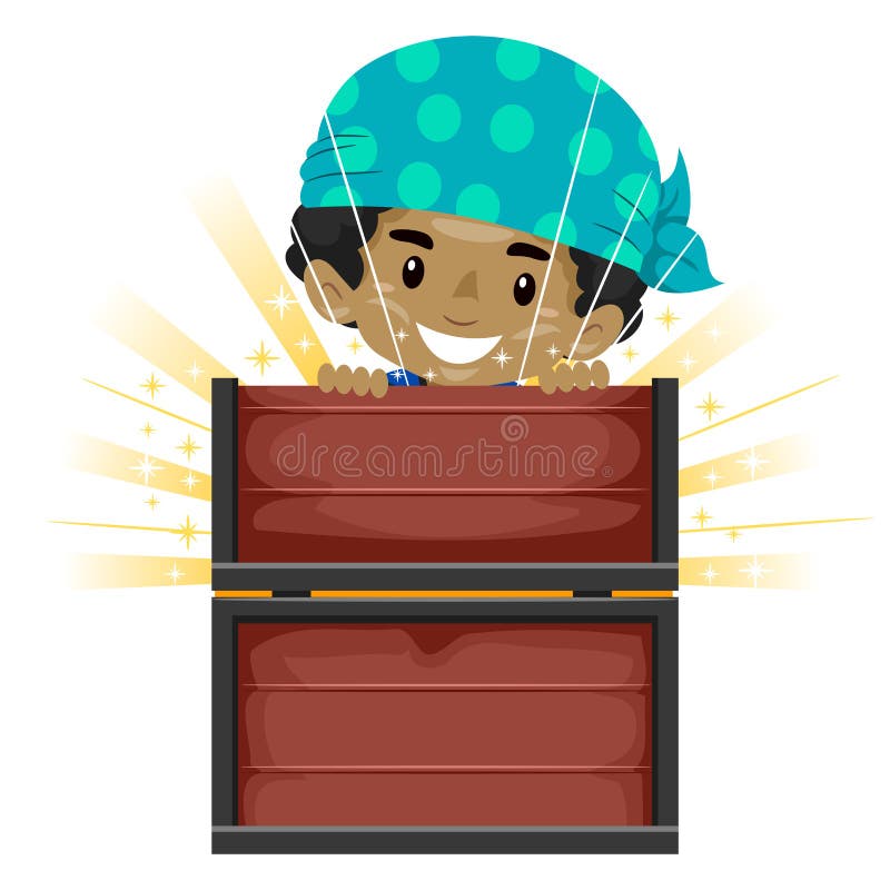 Kid opening Treasure Chest stock vector. Illustration of drawing - 72543144