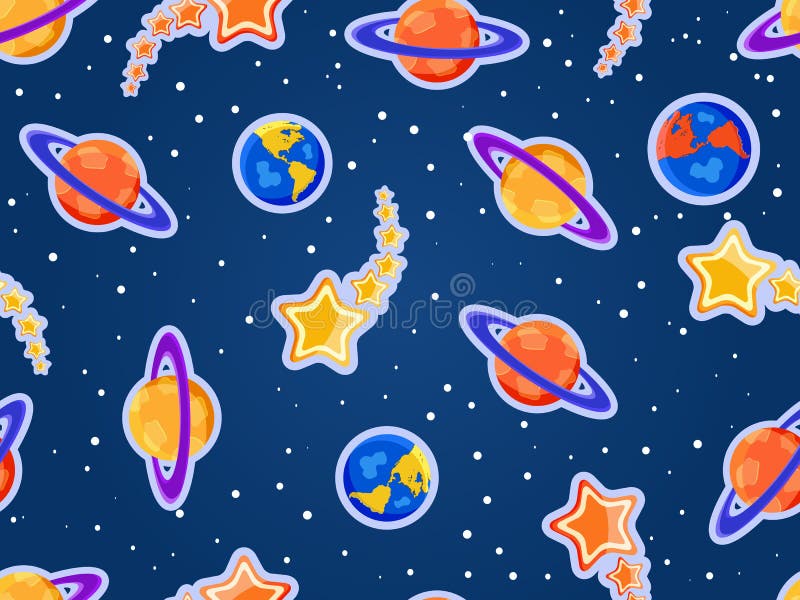 Kid Outer Space Seamless Pattern Stock Vector - Illustration of ...