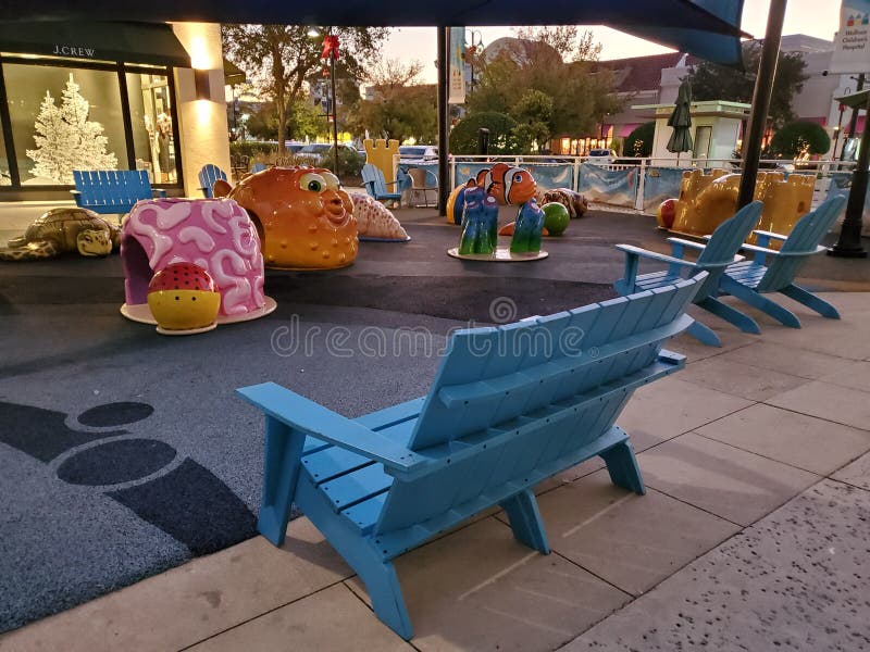 Kid Play Area with Ocean Theme and Blue Chair at Mall Stock Photo ...