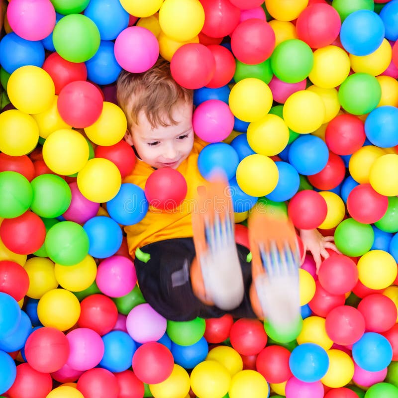 Kid Play Ball Pool Fun. Color Stock Photo - Image of birthday, cute ...