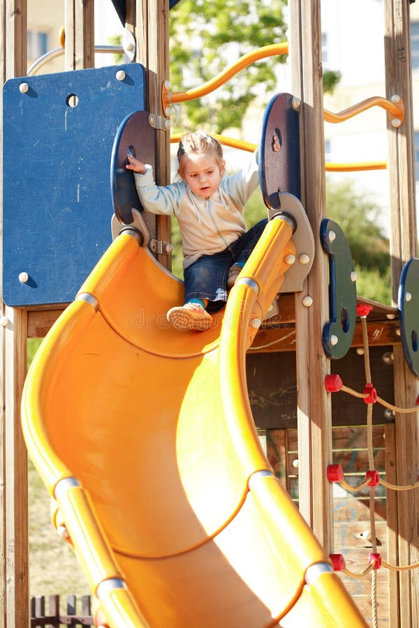 Playground at Park in Primary Colors Stock Image - Image of bright ...