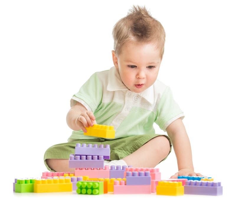 Kid Playing Colorful Building Blocks Stock Image - Image of creativity ...
