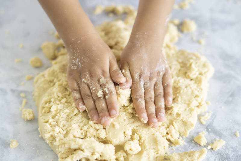 Kid Playing with Cookie Dough Stock Photo - Image of cookie, bakery ...
