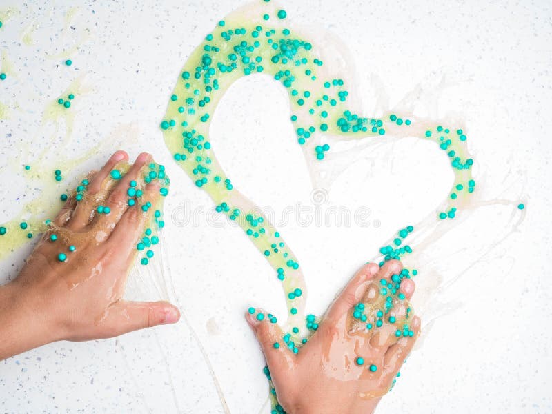 The Child Playing Slime in Happy Time, Selective Focus Stock Image ...