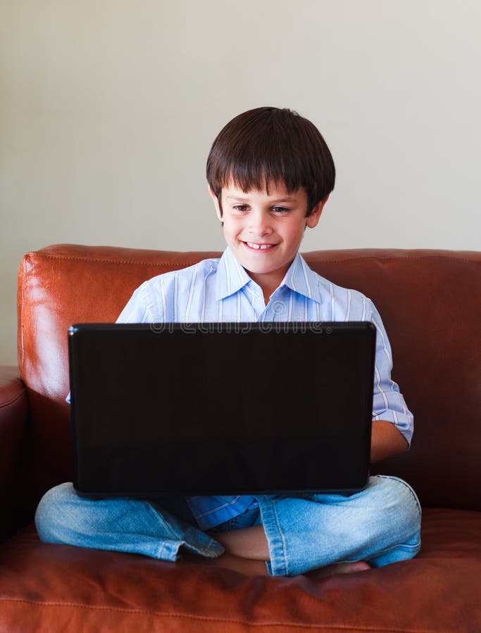 Kid Playing with His Laptop Stock Image - Image of little, child: 9470947